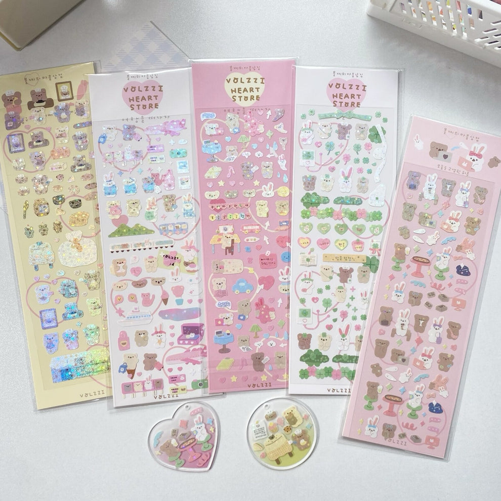 Korean Deco Shiny Bear Sticker Sheet – Crazily Kawaii